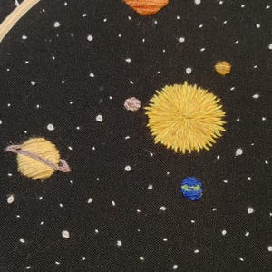 Hand Embroidered Solar System Planets Space Embroidery - Etsy