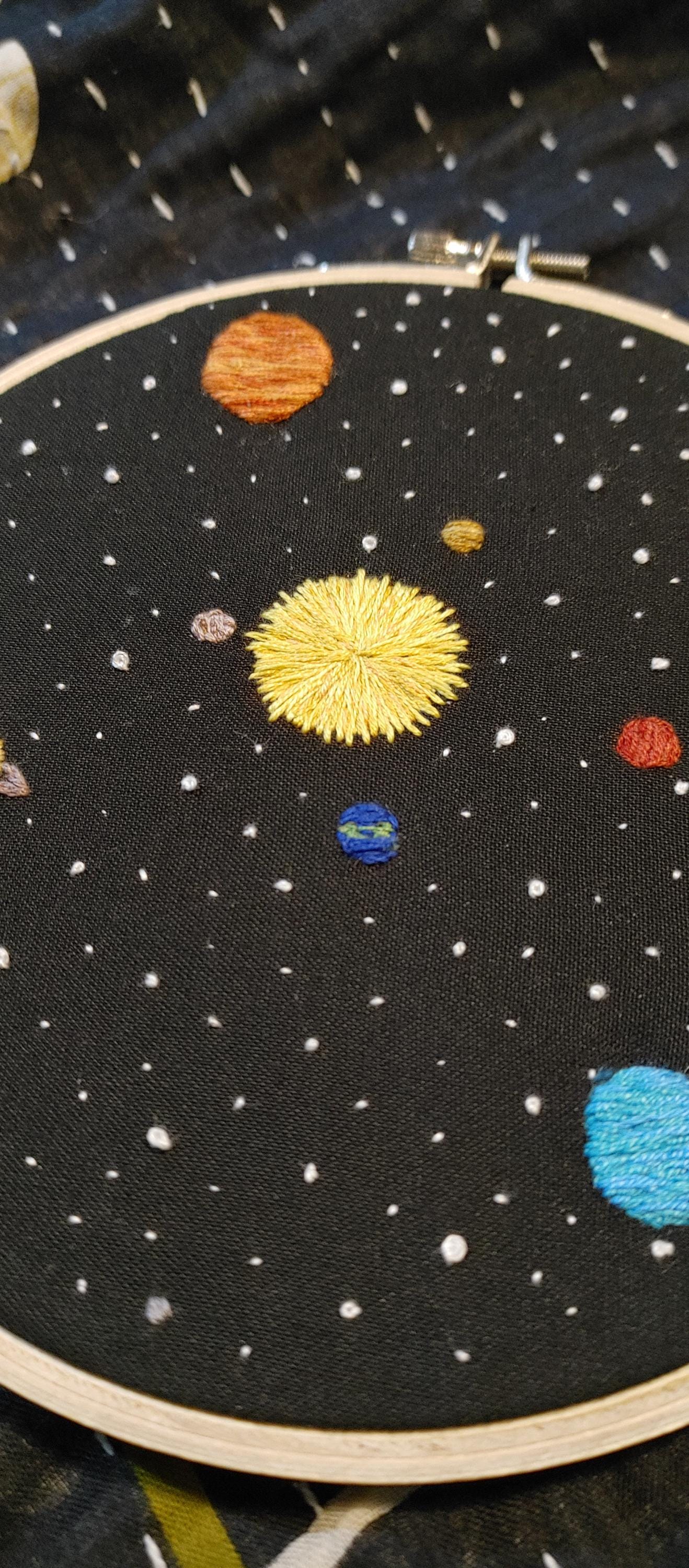 Hand Embroidered Solar System Planets Space Embroidery - Etsy