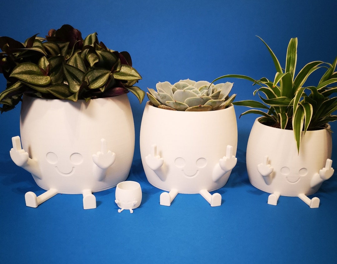 Happy Middle Finger Pot Planter - Etsy