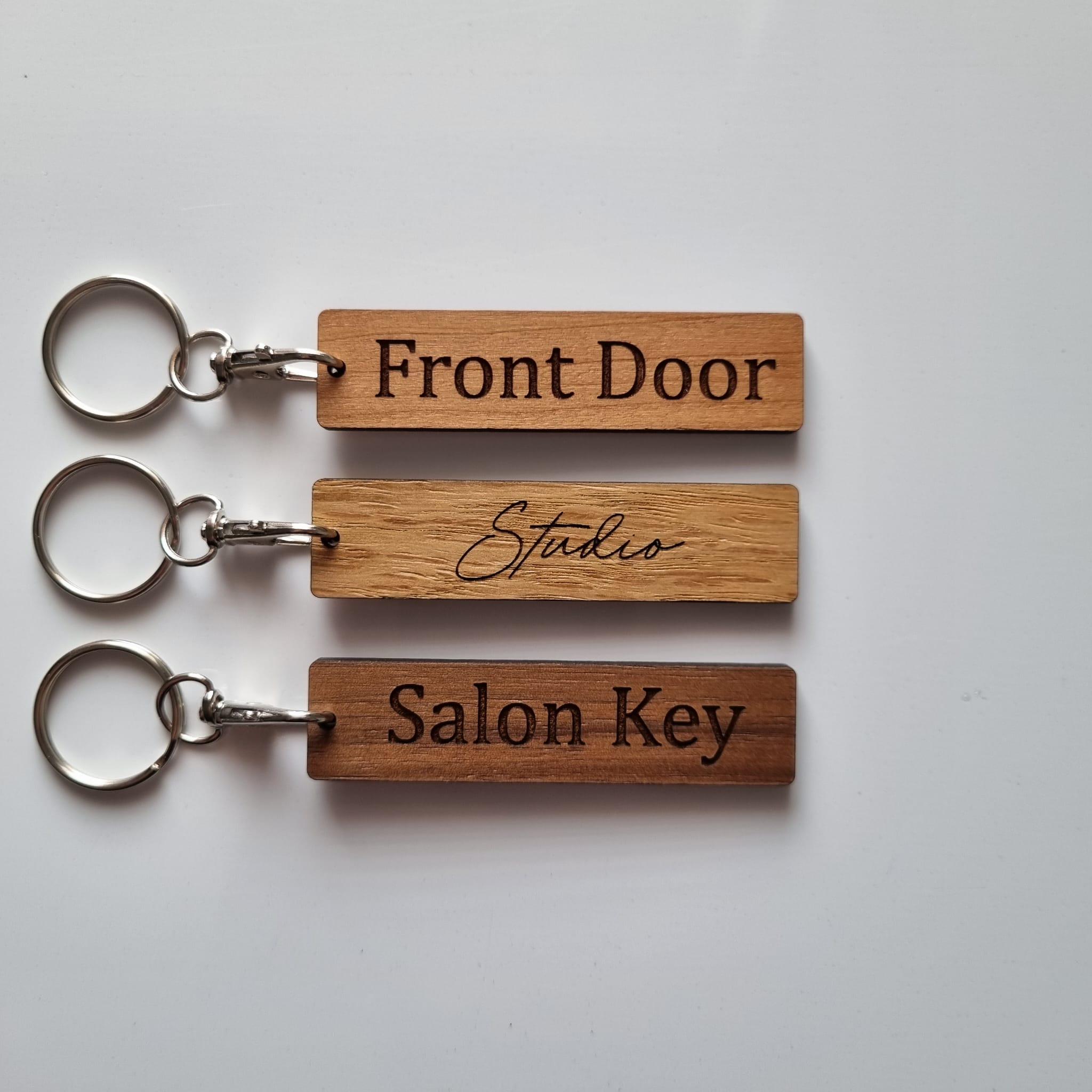 Personalised Wooden Keyring – Custom Oak, Walnut or Cherry – Choice of ...