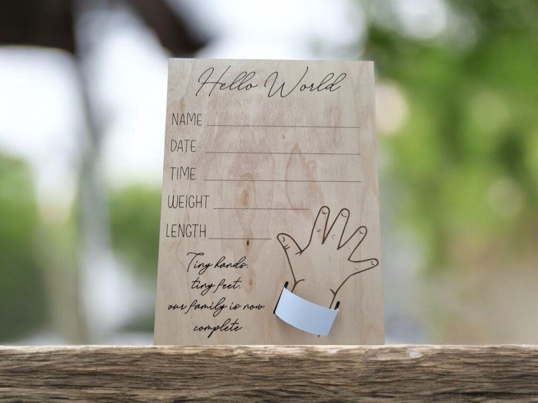 Wooden Baby Announcement Sign – Writable Birth Stat Plaque With ...