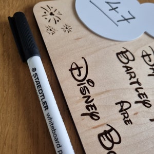 Disney Themed Whiteboard Countdown Sign Personalised Family Holiday ...