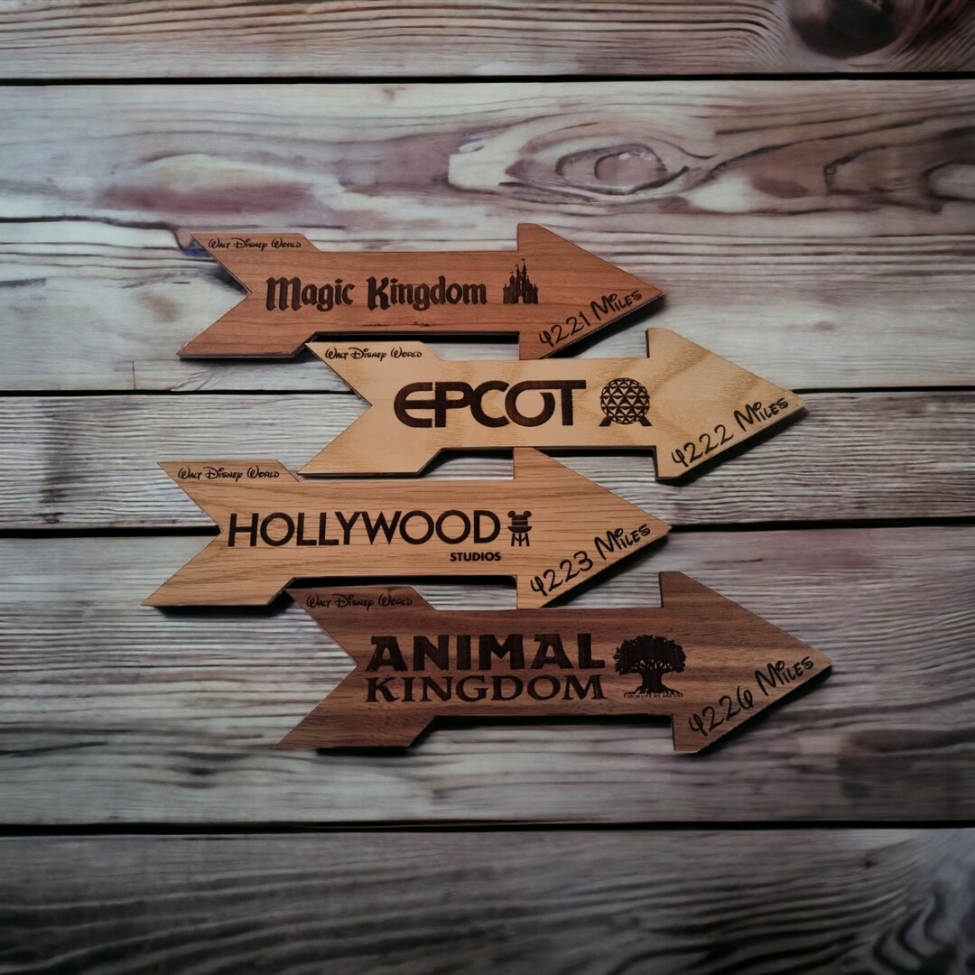 Disney Inspired Signs - Distance to Disney Park Arrows | Disney Themed ...