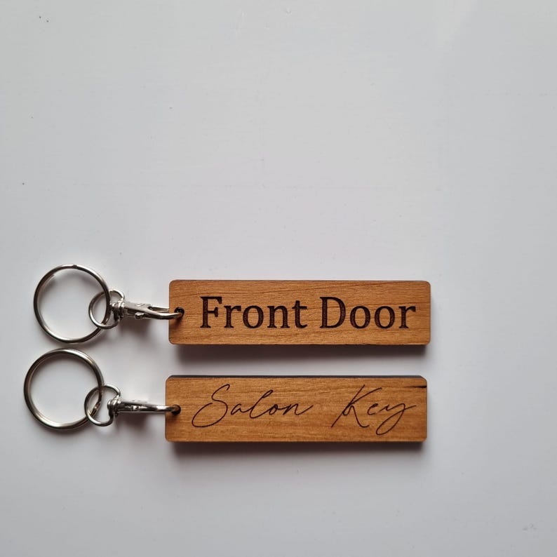 Personalised Wooden Keyring – Custom Oak, Walnut or Cherry – Choice of ...