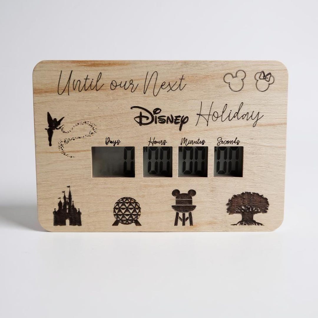 Disney Themed Holiday Countdown Timer – Digital Display With Wooden ...
