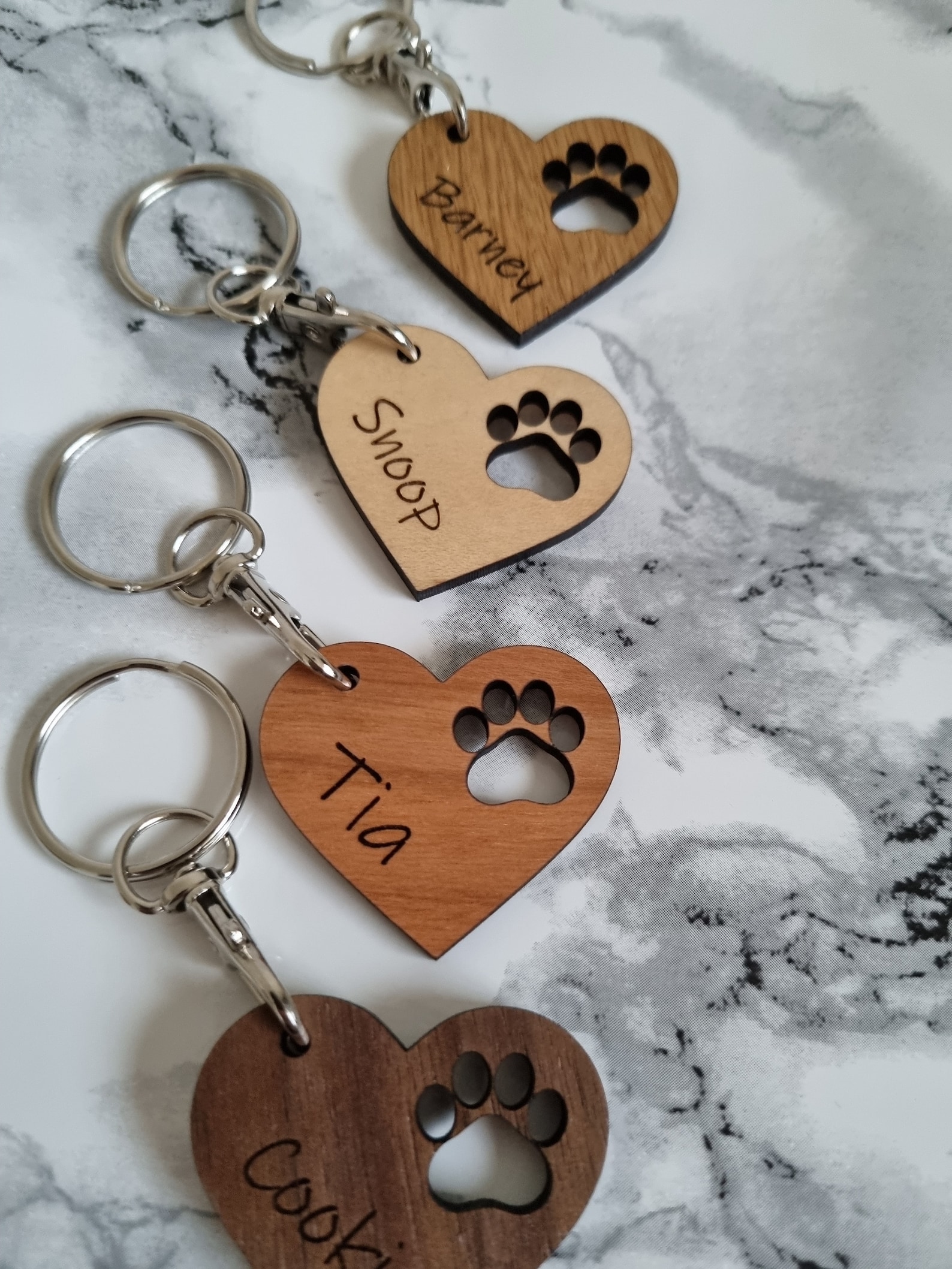 Love Heart Paw Print Keyrings Paw Print Keyring Pet Memory - Etsy