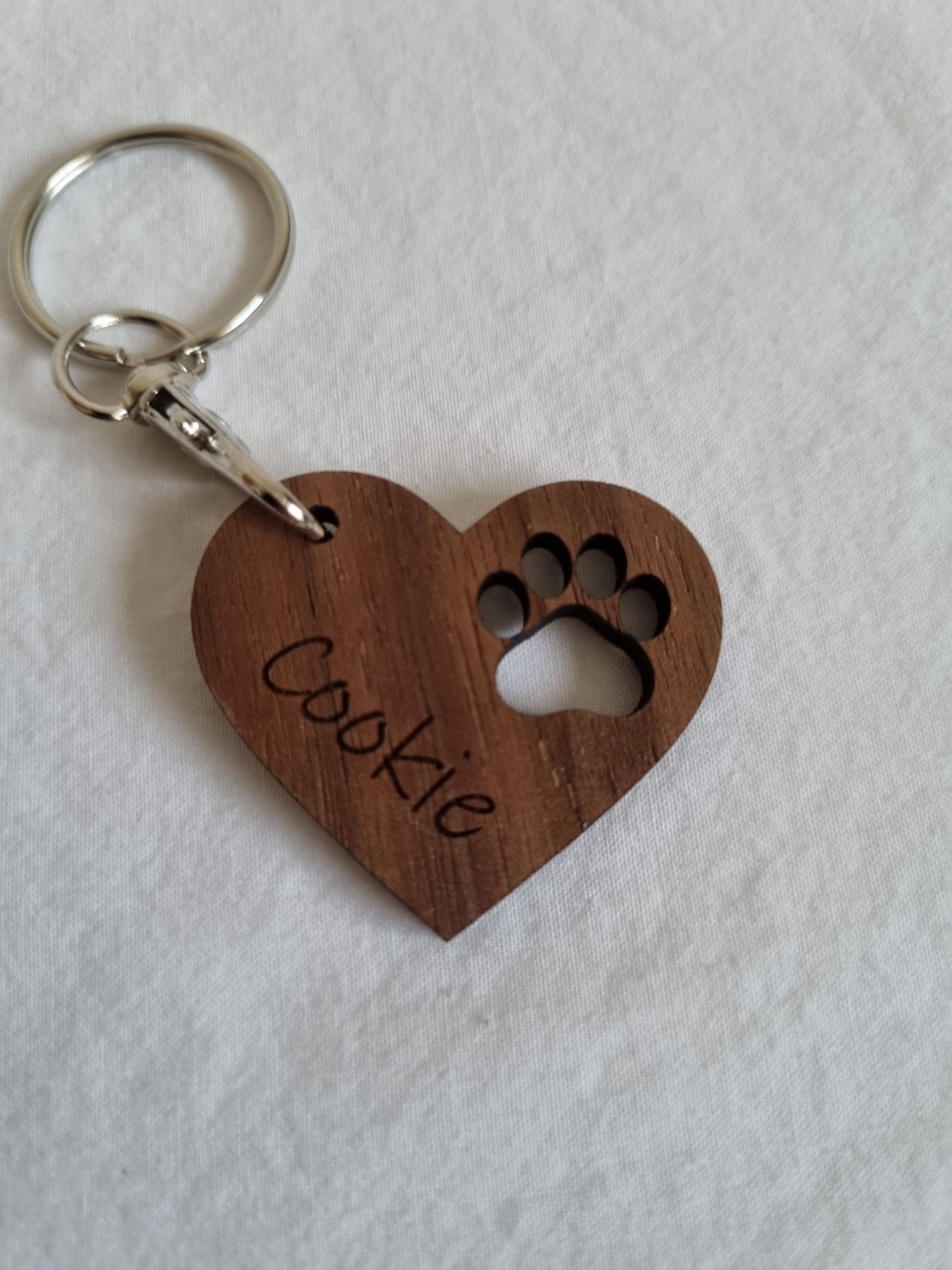 Love Heart Paw Print Keyrings Paw Print Keyring Pet Memory - Etsy UK