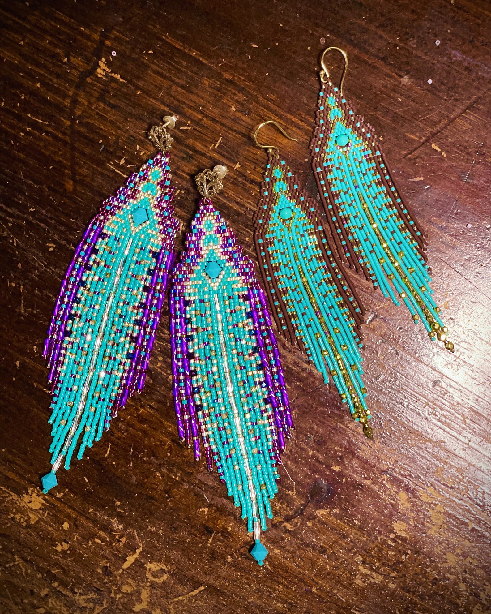 BOHODECO Brick Stitch Fringe Earrings Pattern, 2 Sizes XL and Mini ...