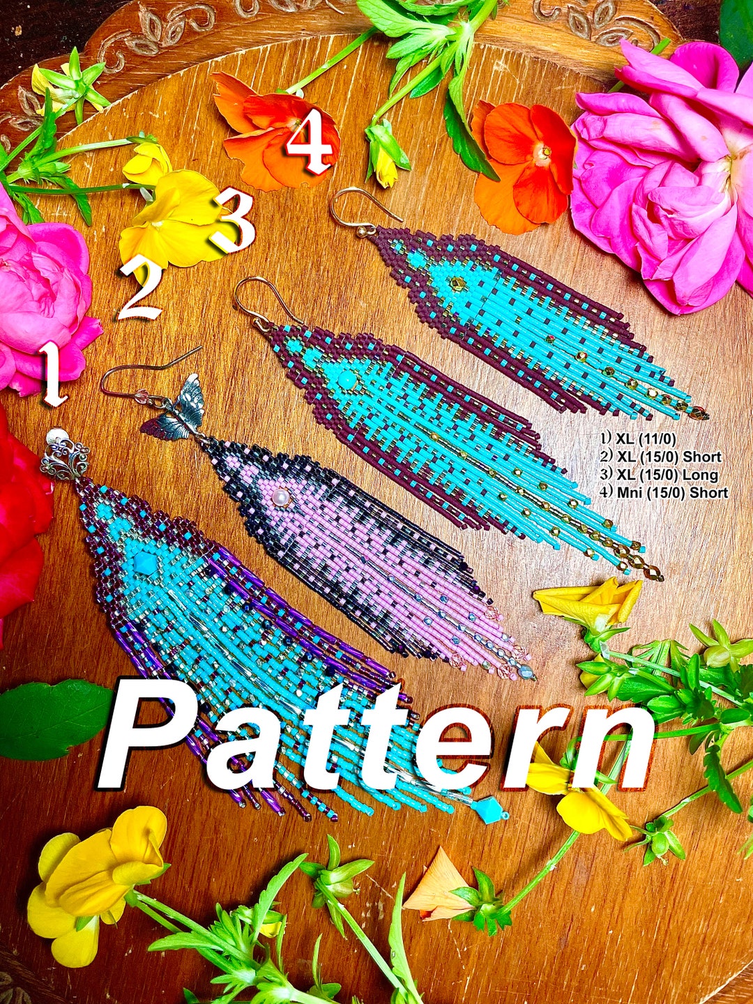 BOHODECO Brick Stitch Fringe Earrings Pattern, 2 Sizes XL and Mini ...