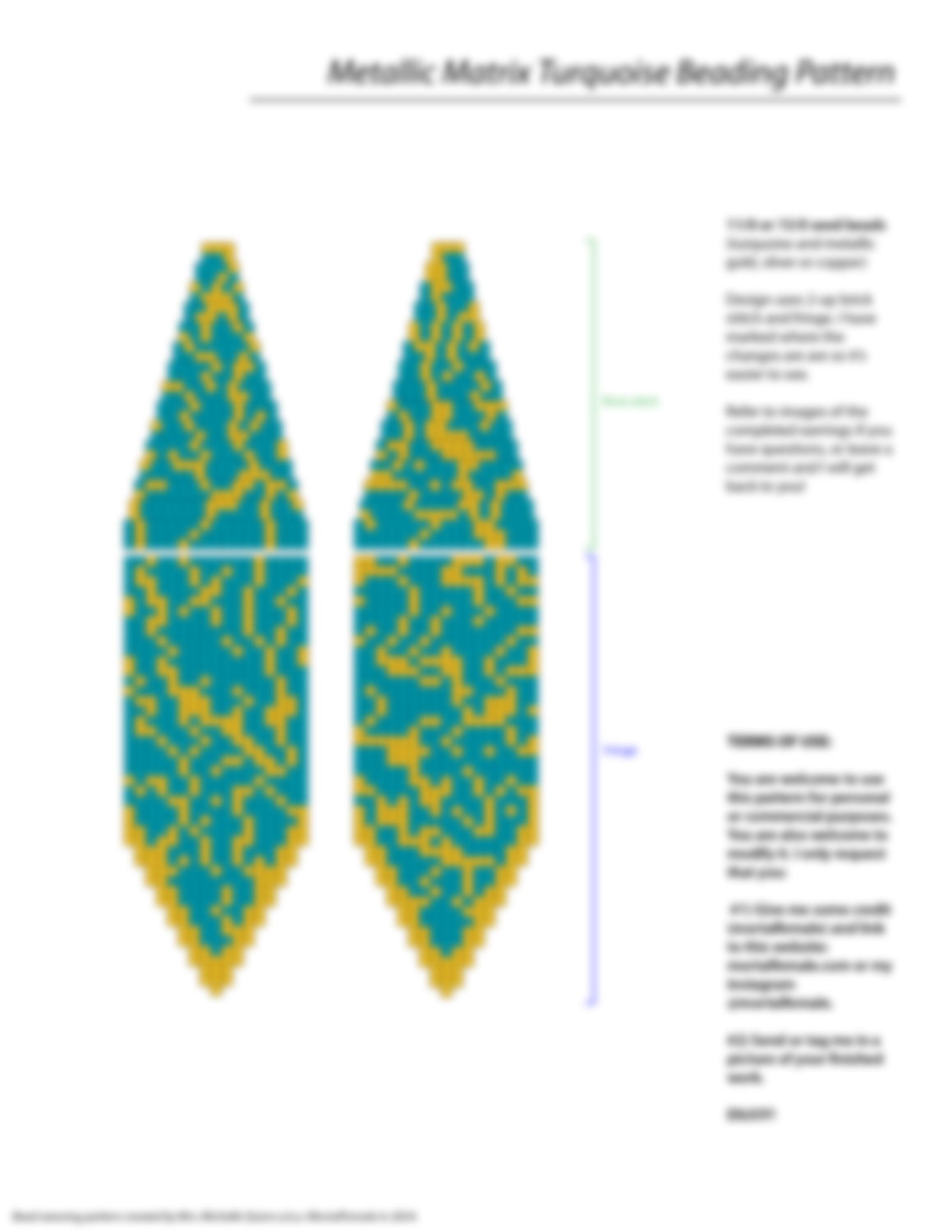 Gold Metallic Matrix in Turquoise Brick Stitch Fringe Earrings Beading ...