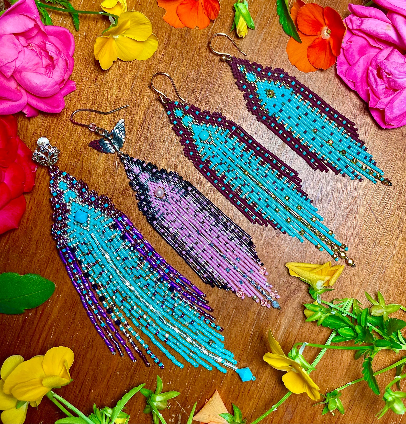 BOHODECO Brick Stitch Fringe Earrings Pattern, 2 Sizes XL and Mini ...