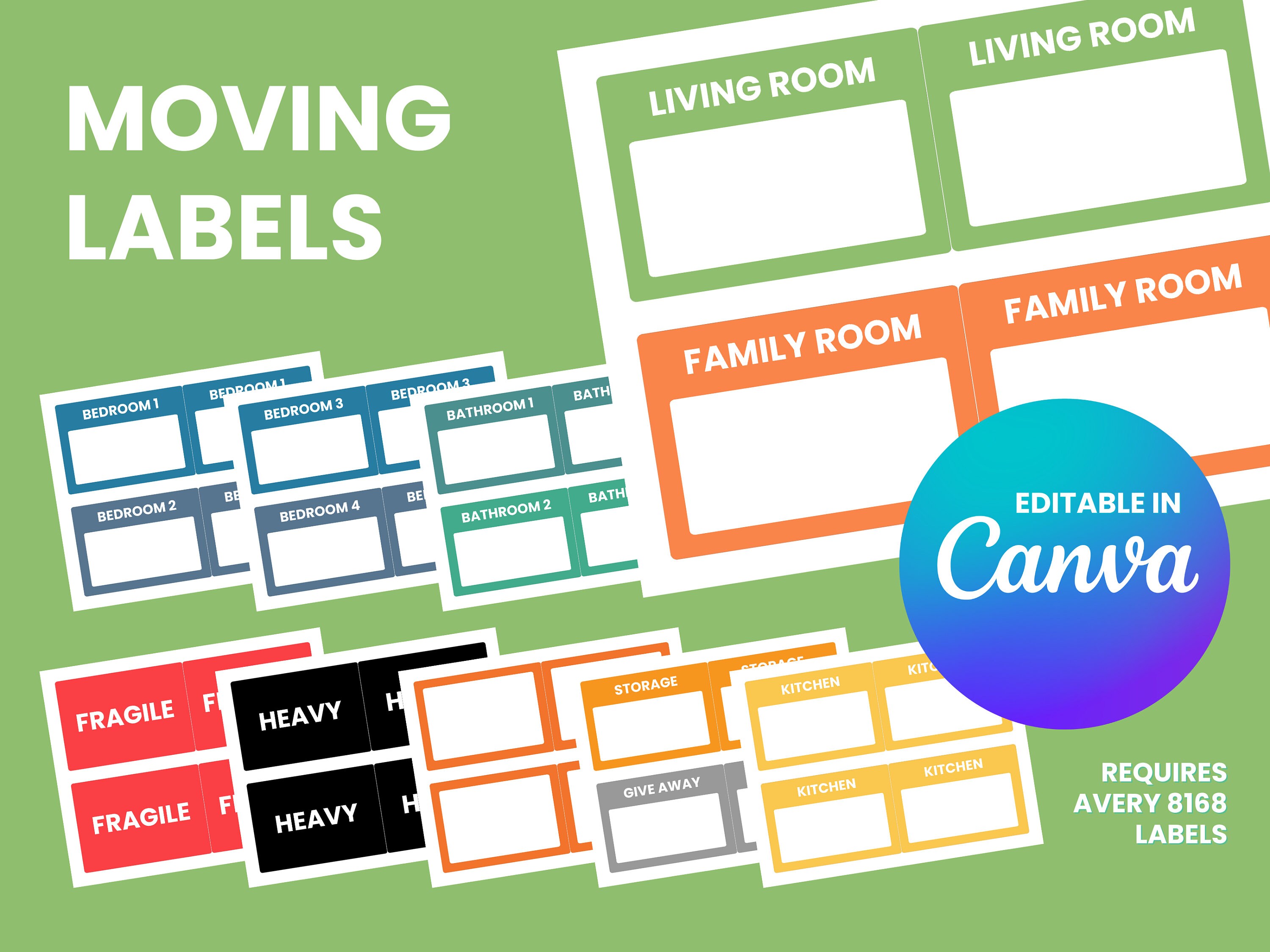 Editable Moving Label Stickers, Packing Organization, Digital Download ...