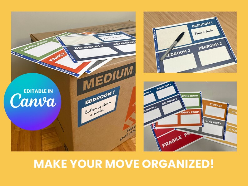 Editable Moving Label Stickers, Packing Organization, Digital Download ...