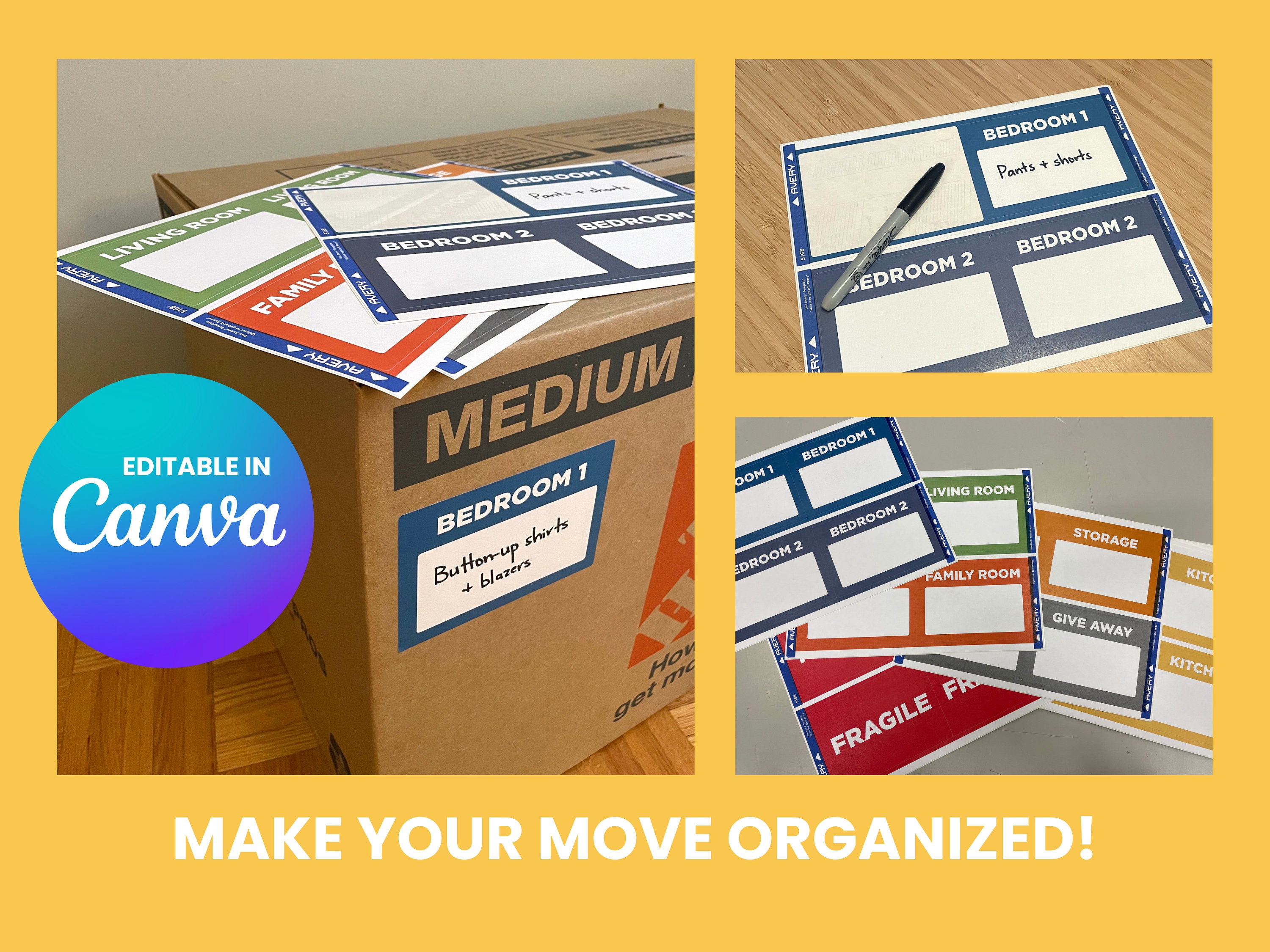 Editable Moving Label Stickers, Packing Organization, Digital Download ...