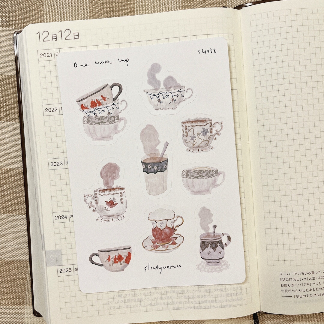 Afternoon Tea Cup Sticker Sheet, Vintage Style, Bujo Stickers - Etsy