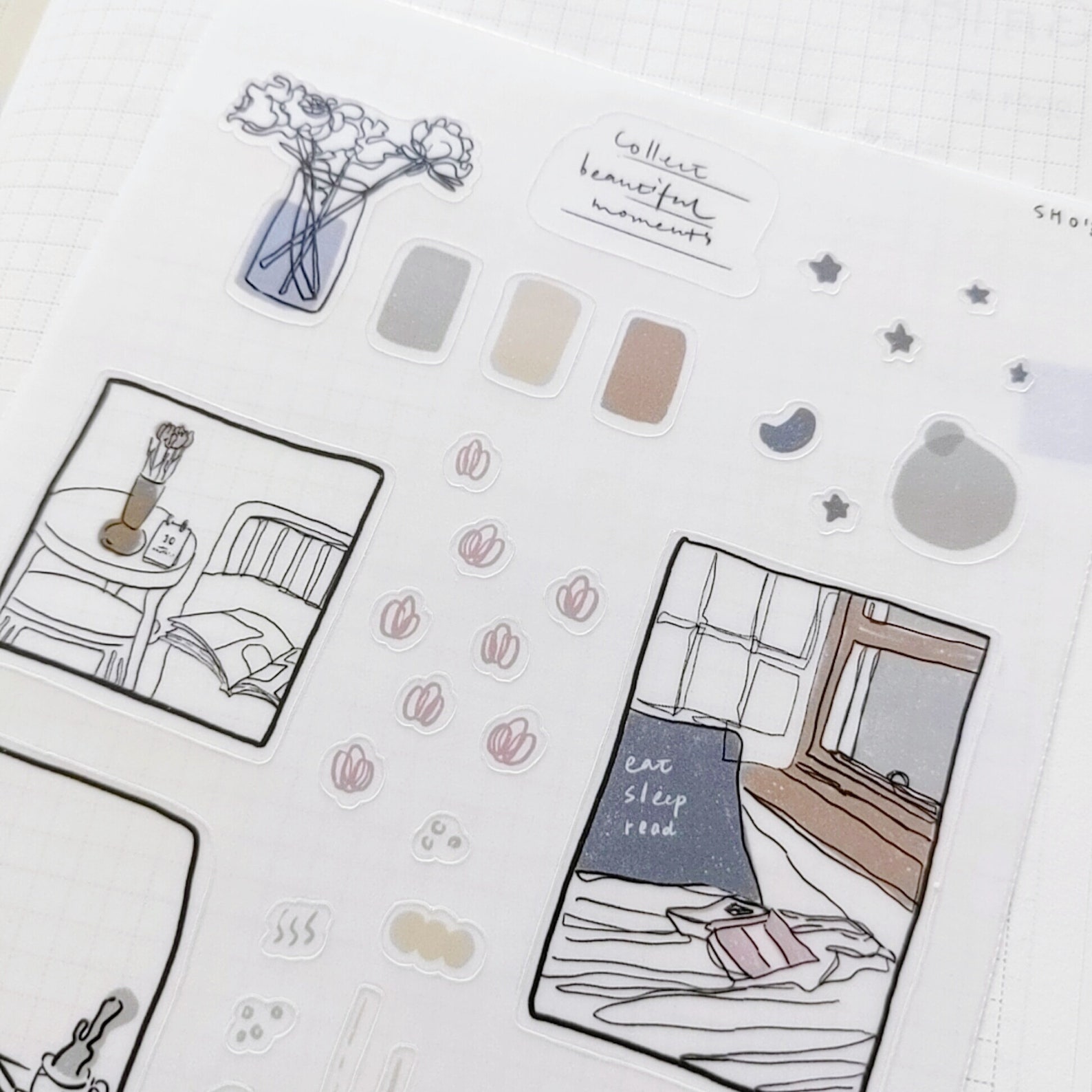 Transparent Cozy Life Style Beautiful Moments Sticker Sheet, Aesthetic ...