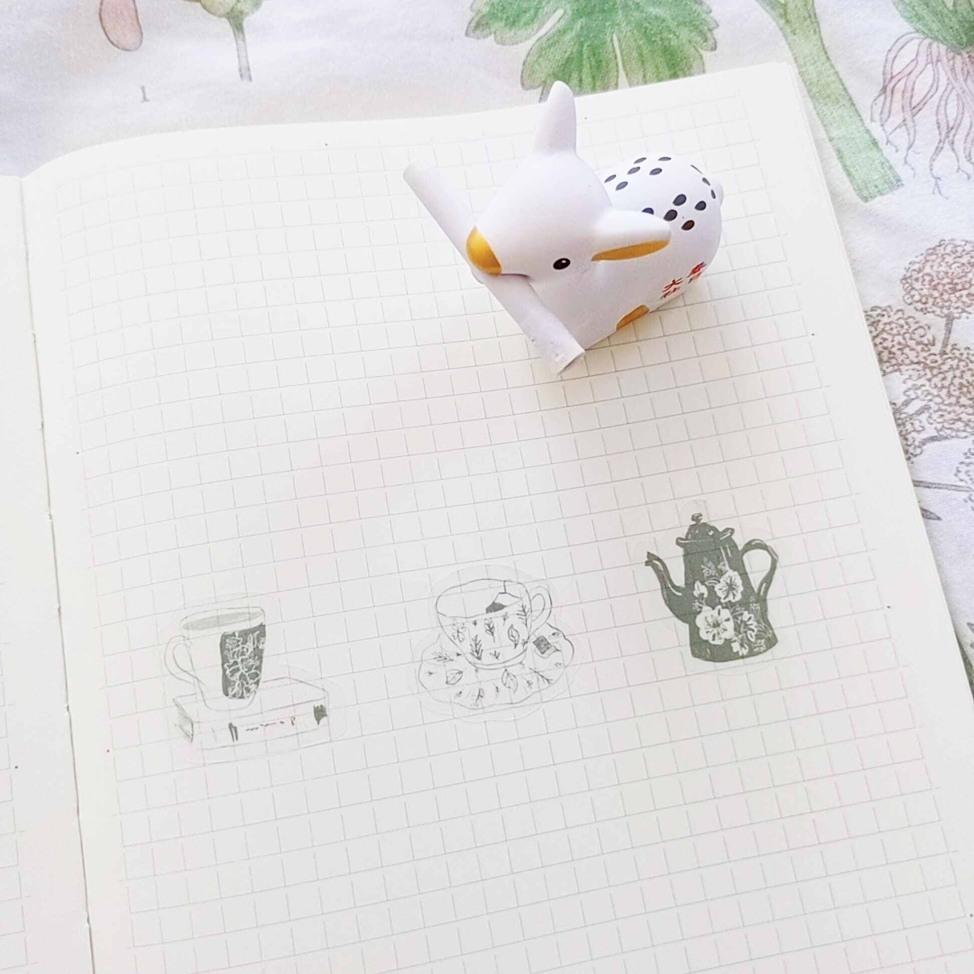 Transparent Aesthetic Tea Time Sticker Sheet Green Tea Cups - Etsy