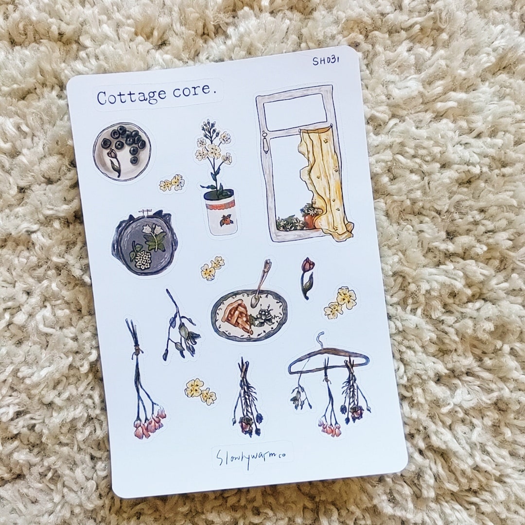 Aesthetic Cottage Core Sticker Sheet, Bujo Stickers, Bullet Journaling ...