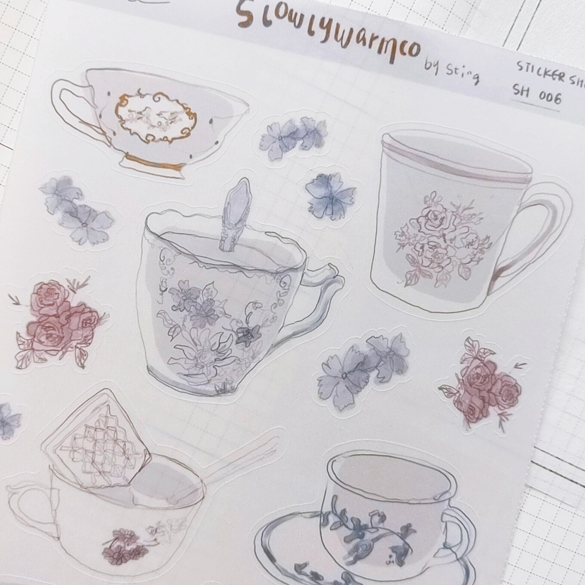 Transparent Clear Matte Aesthetic Tea Time Sticker Sheet Cups | Etsy