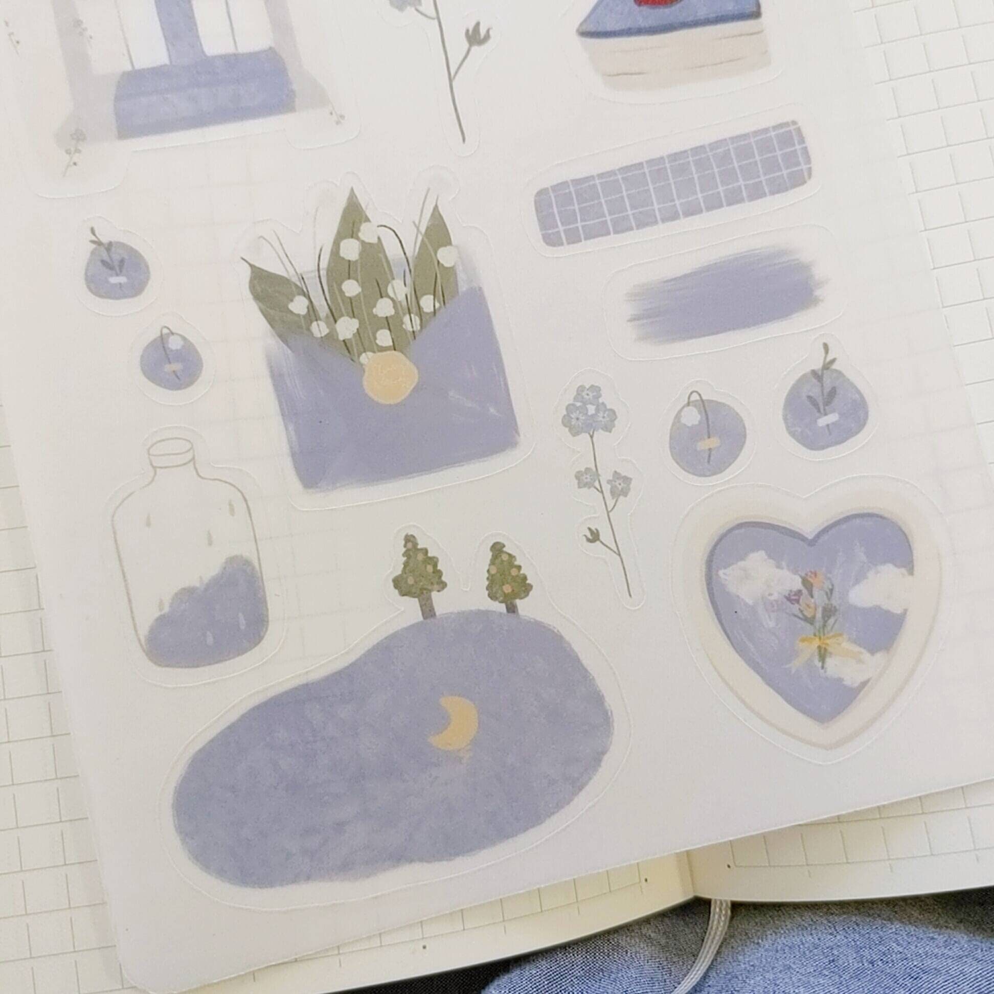 Transparent Aesthetic Bujo Sticker Sheet Bullet Journal | Etsy