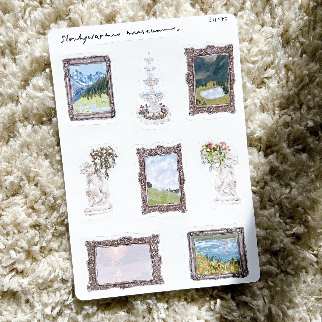 Aesthetic Museum Day Sticker Sheet, Bujo Stickers, Bullet Journaling ...