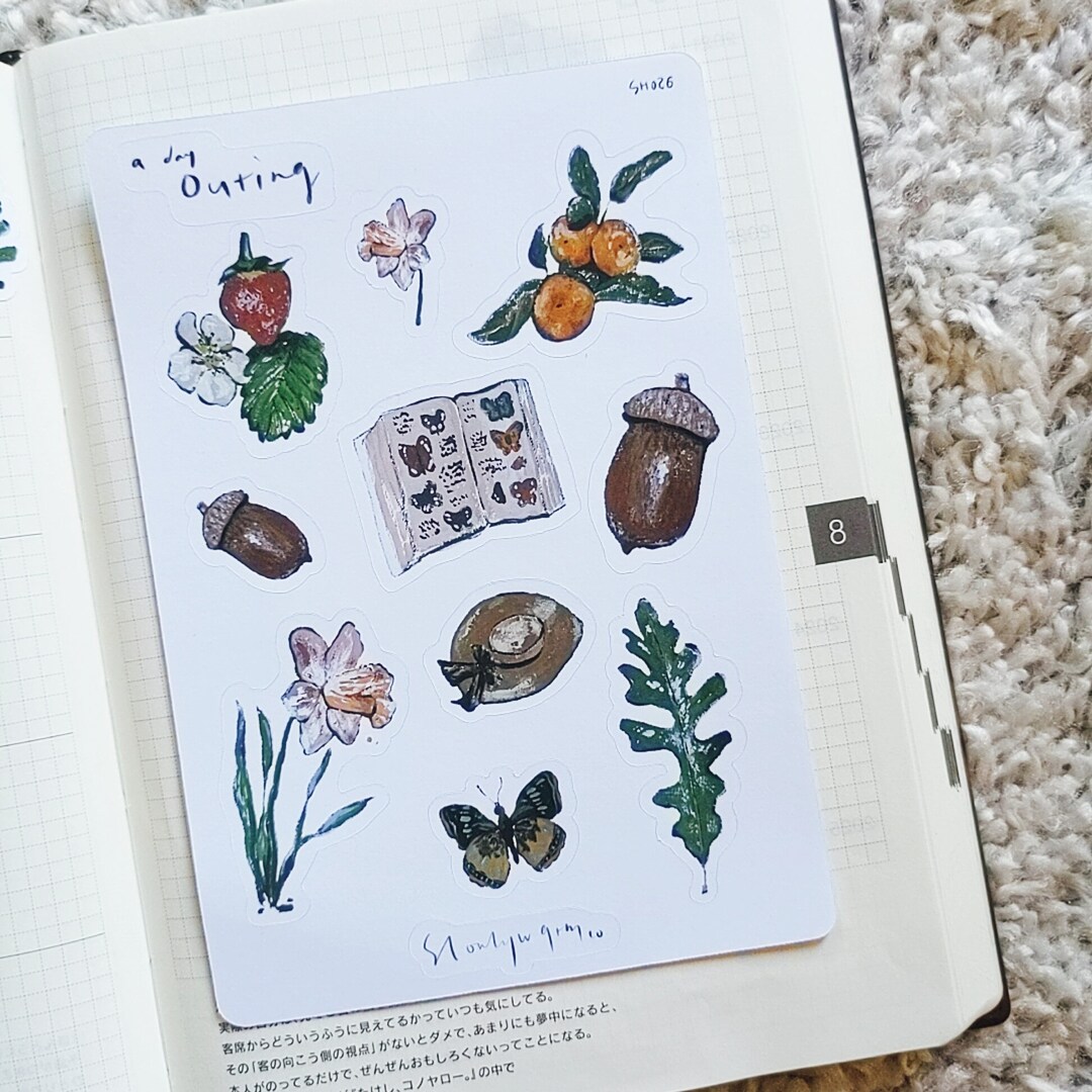 A Day Outing Aesthetic Sticker Sheet, Bullet Journaling Stickers ...