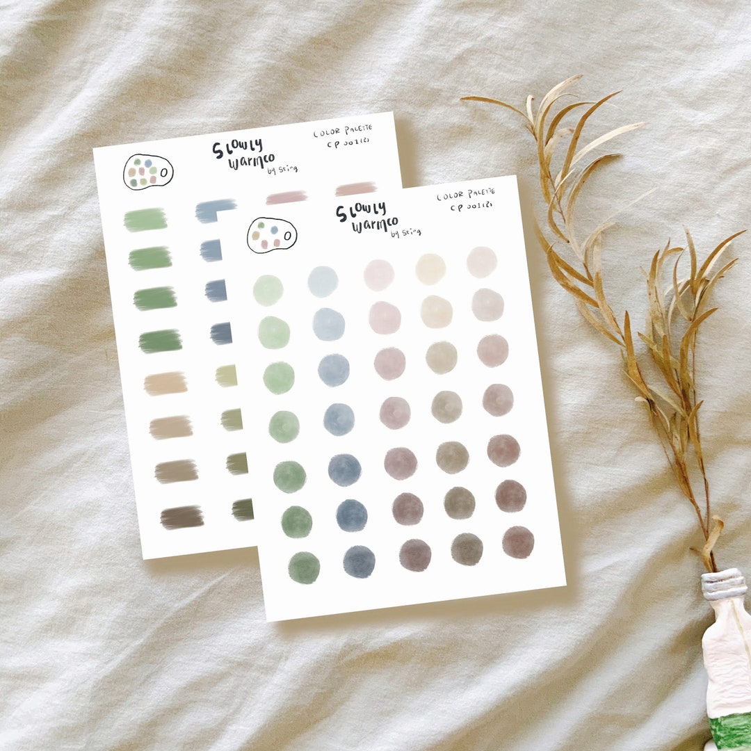 Watercolor Palette Sticker Sheet: Neutral Color Dots, Bujo Stickers - Etsy