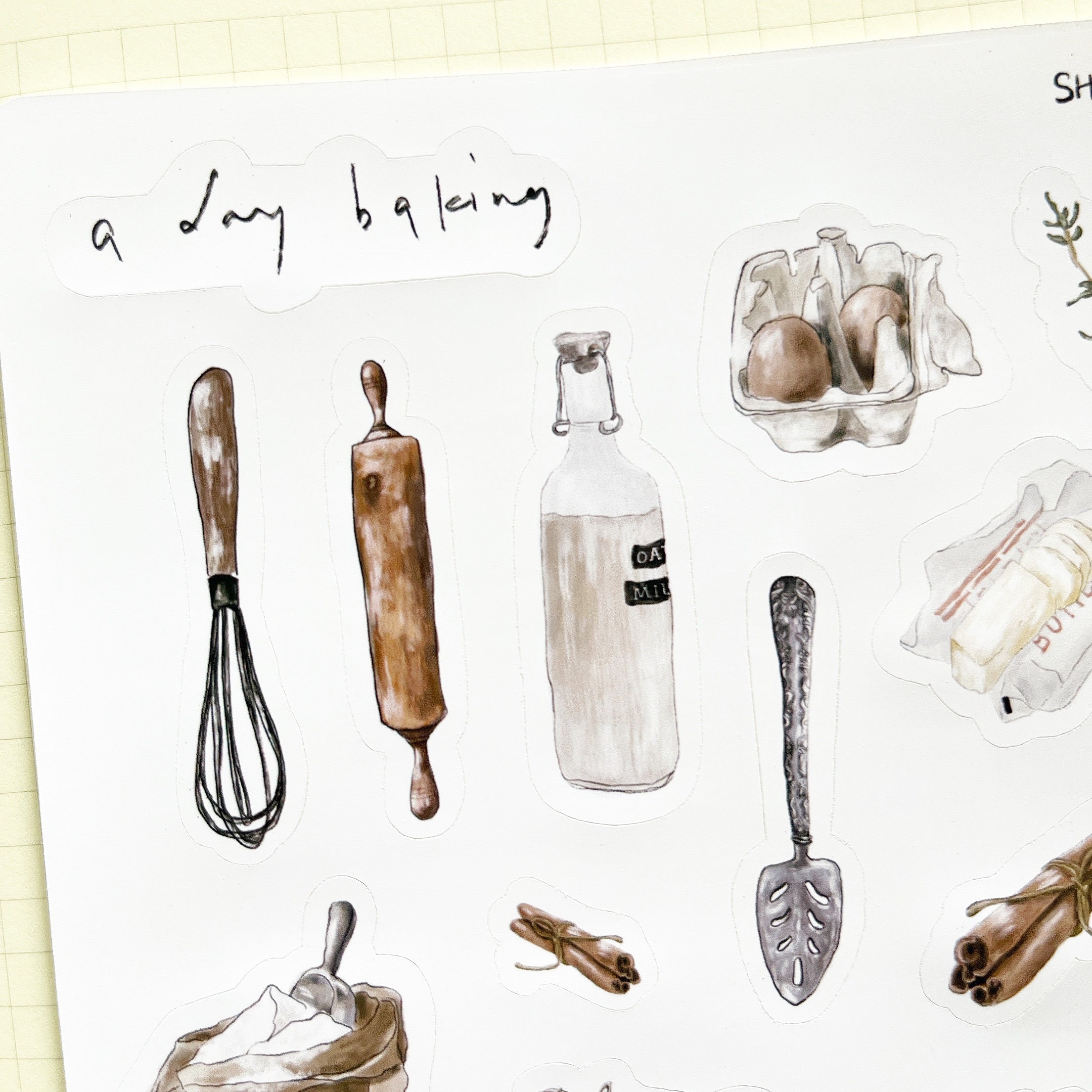 A Day Baking Aesthetic Sticker Sheet, Baking Lover Stickers, Gift for ...