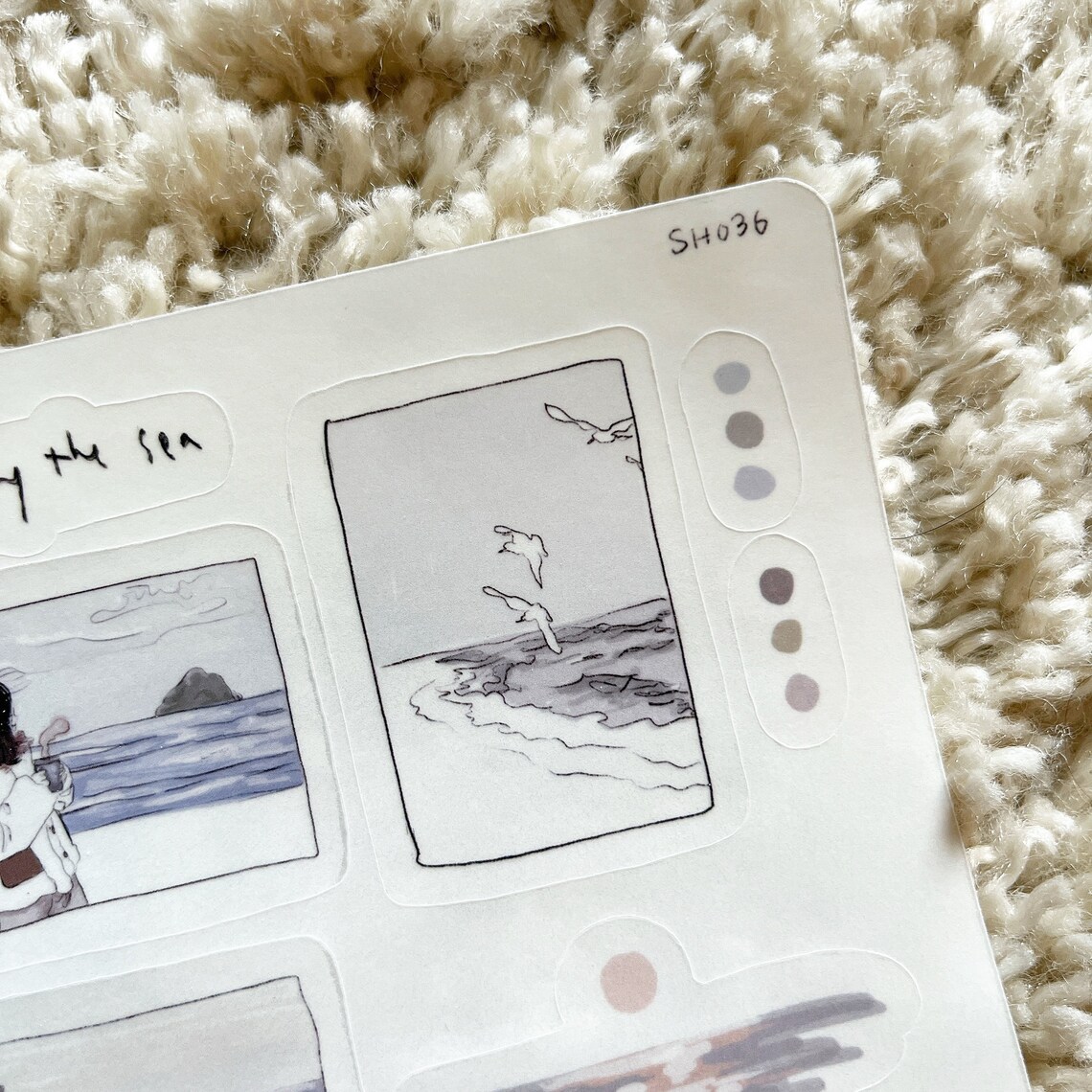 A Day Bay the Sea Aesthetic Transparent Sticker Sheet, Bujo Sticker ...