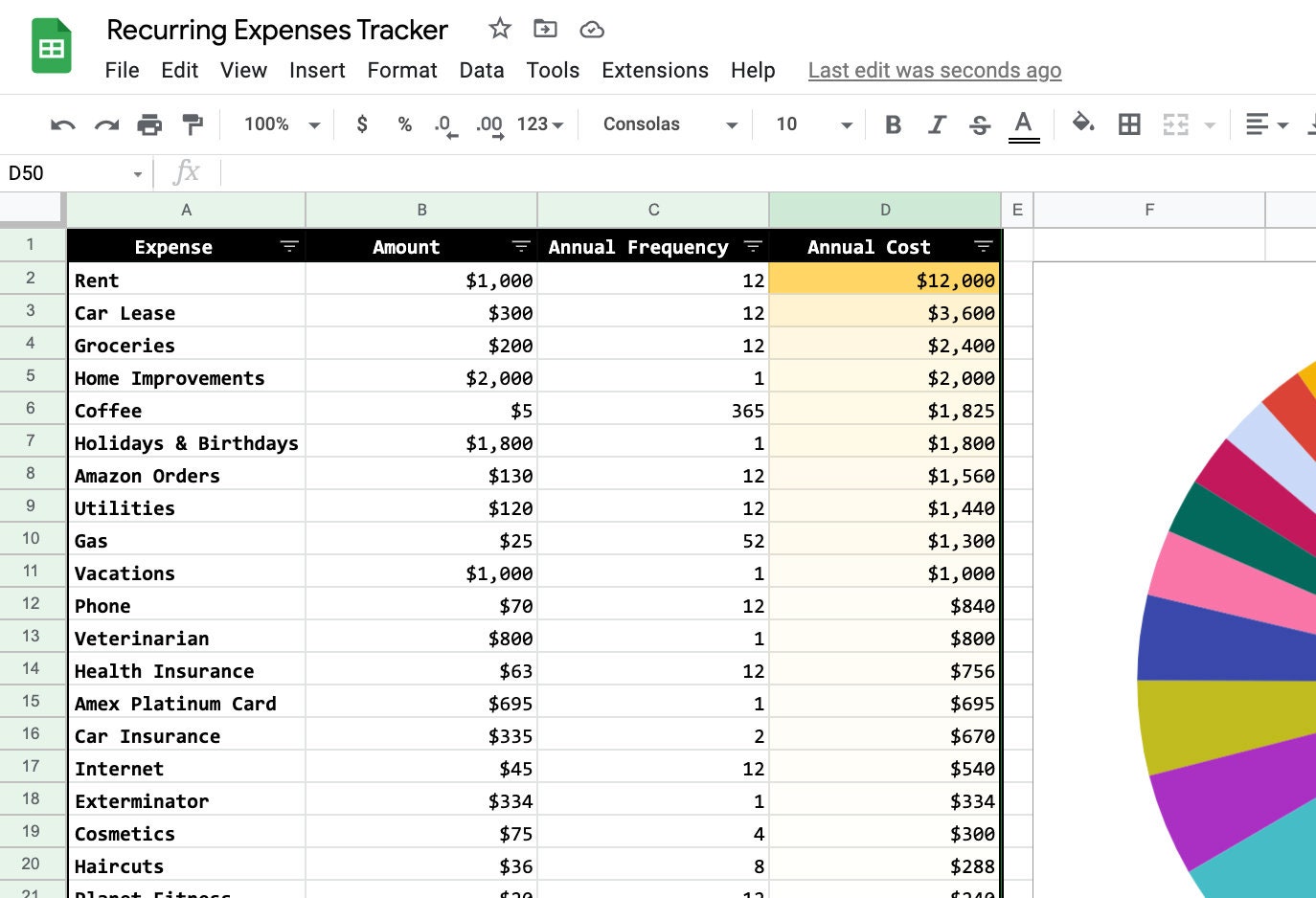 Annual Expense Tracker Google Sheets Template (digital Download) - Etsy