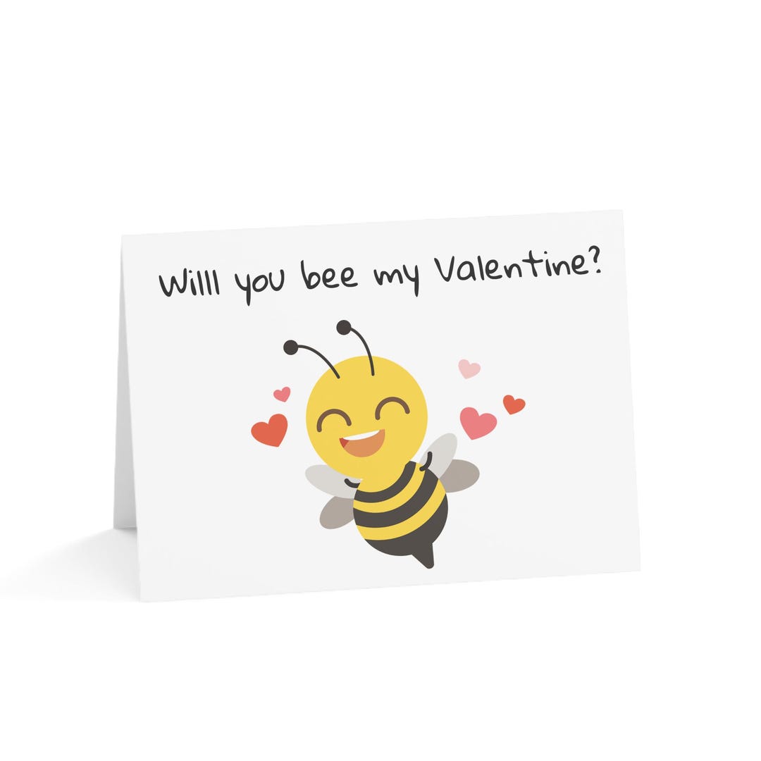 Will You Be My Valentine Bumble Bee Valentine's Day Greeting Card, Set ...
