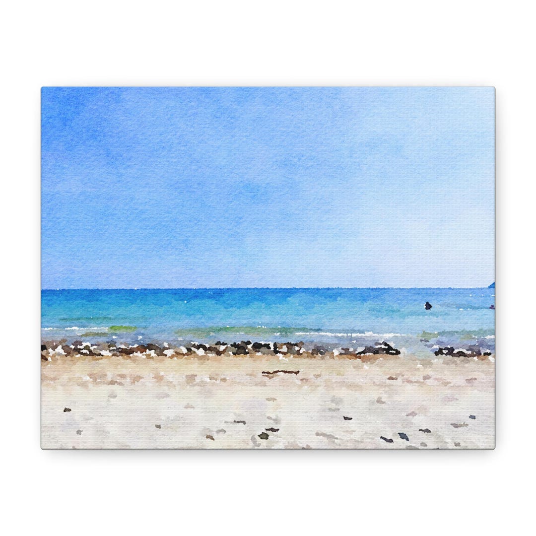 Watercolor Oceanfront Beach Matte Canvas, Stretched, 1.25 - Etsy
