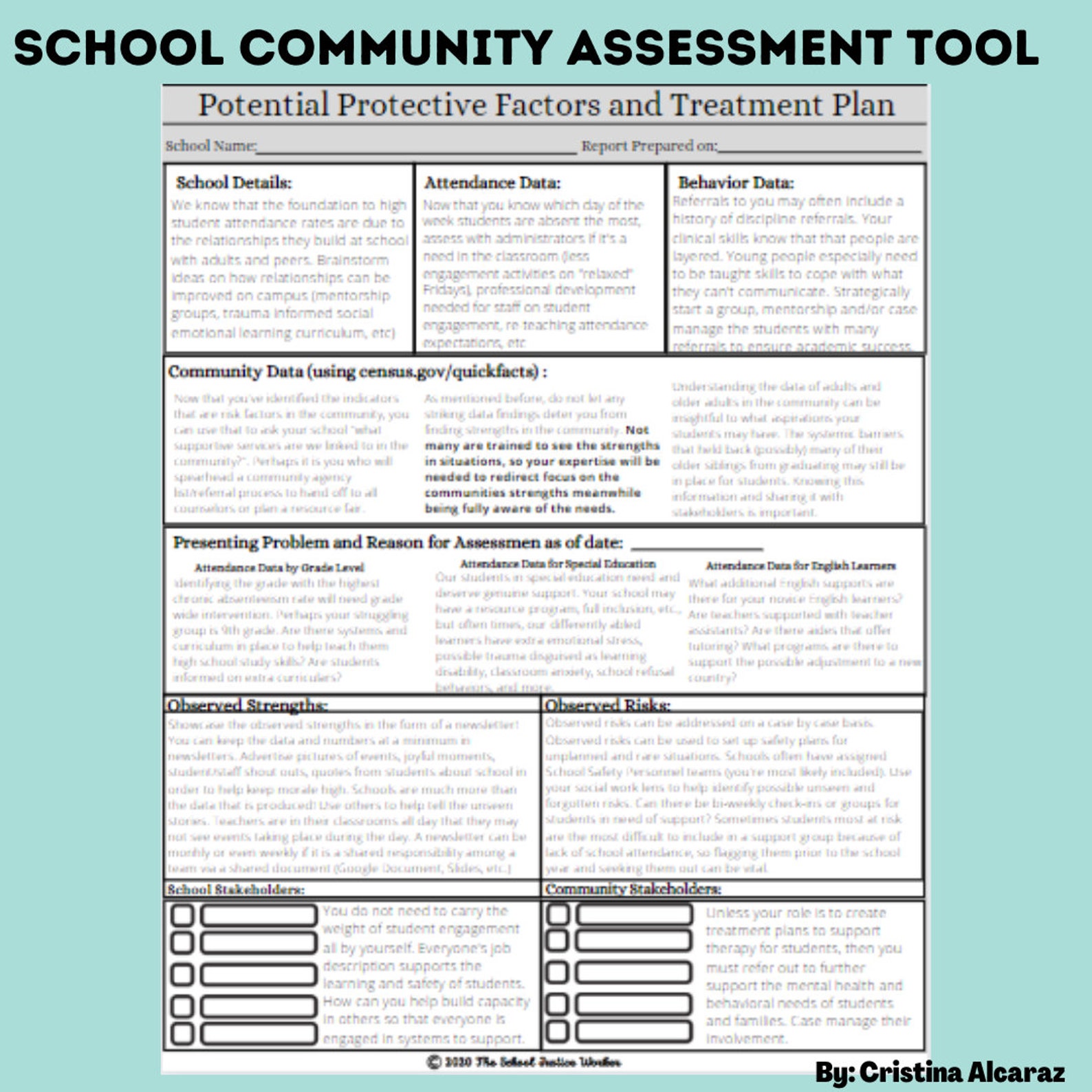 School Community Assessment Tool for School Social Workers, School ...