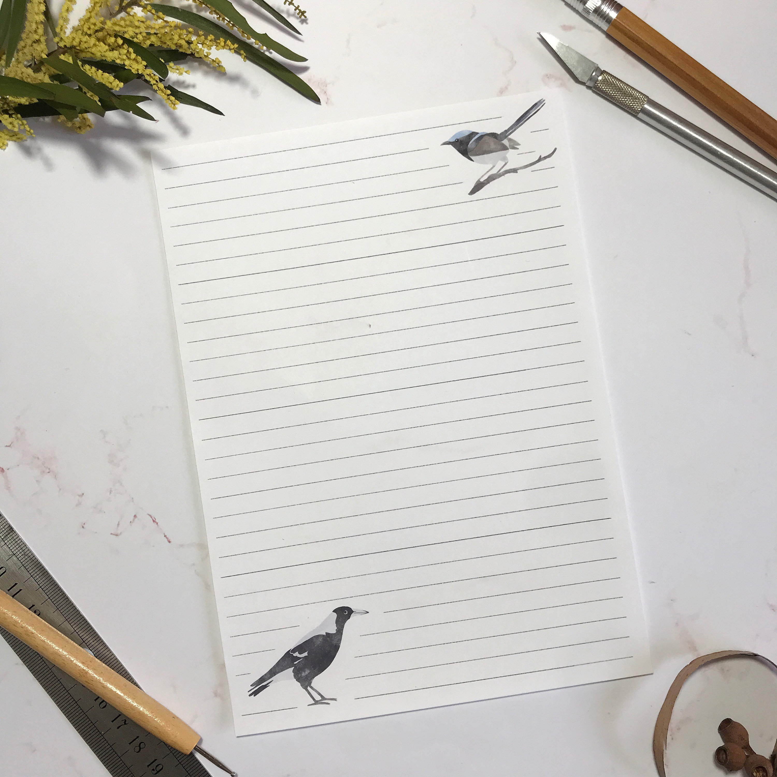 Australian Birds Letter Writing Set. Note Paper, Stationery, Pen Pal ...