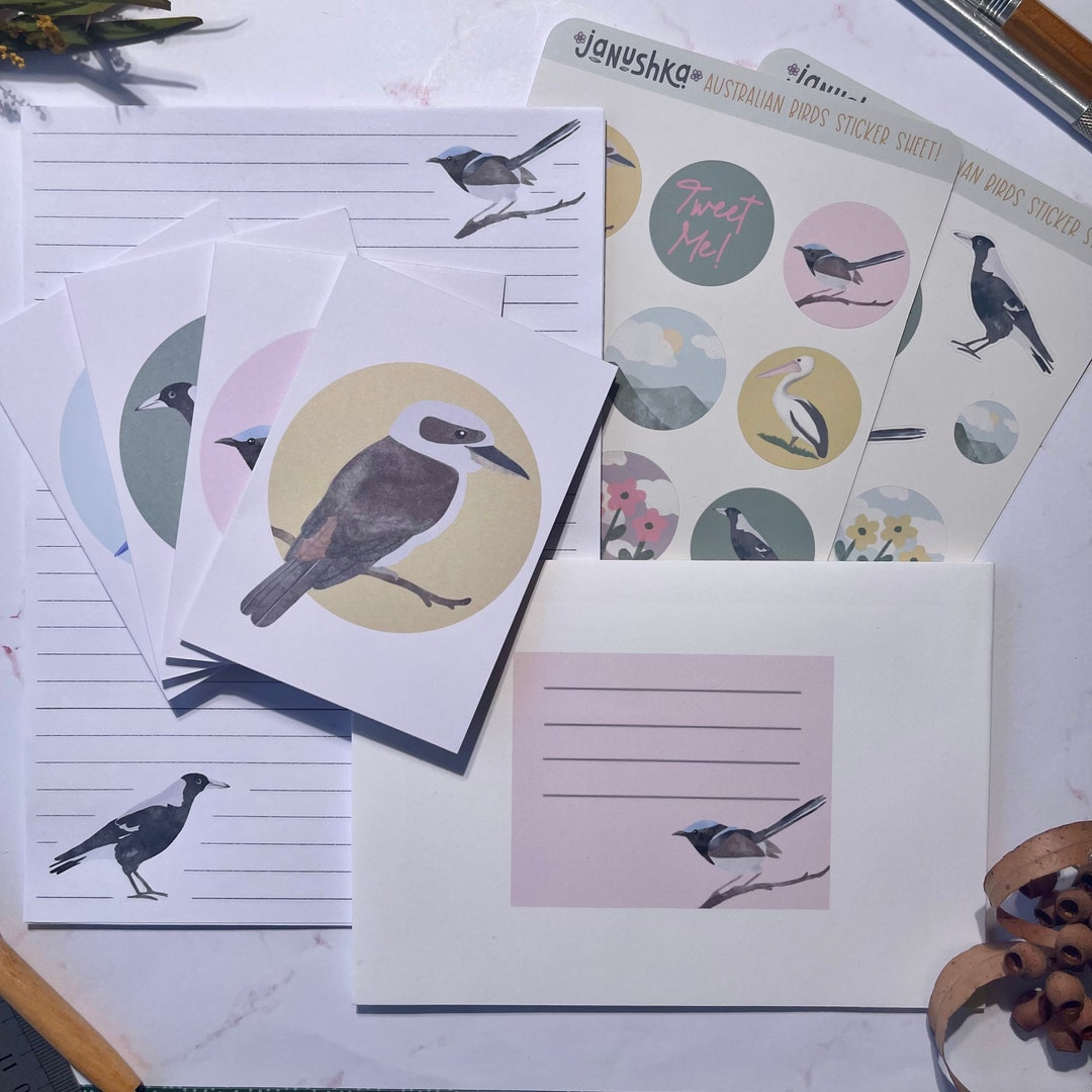 Australian Birds Letter Writing Set. Note Paper, Stationery, Pen Pal ...