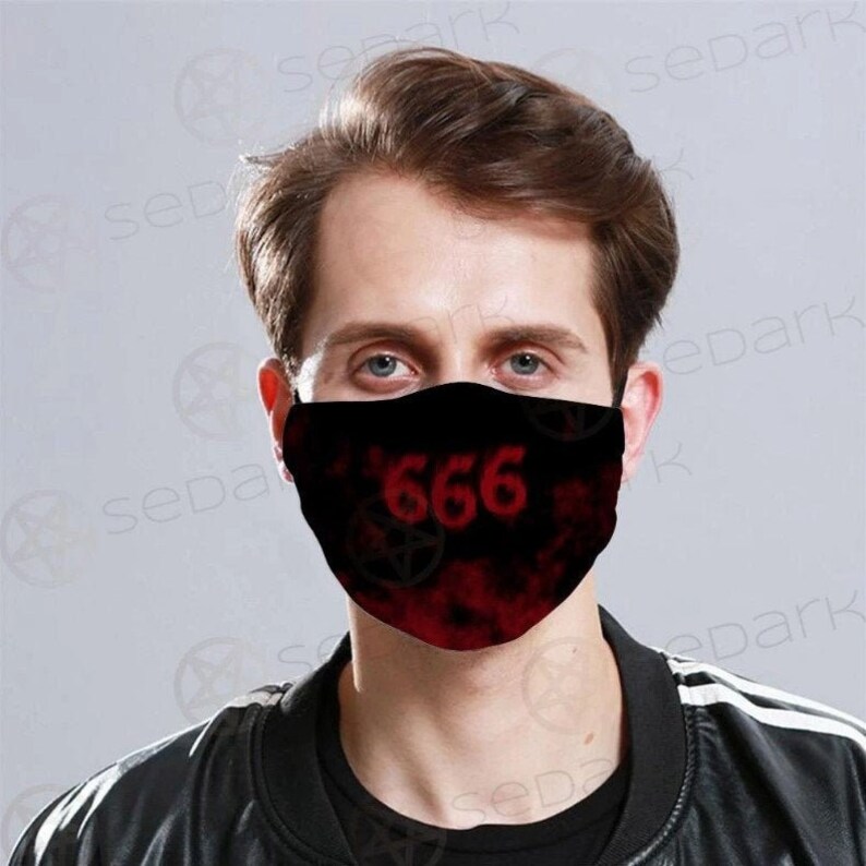 666 Hail Satan Face Mask Satanic Cloth Mask Pentagtam Face | Etsy
