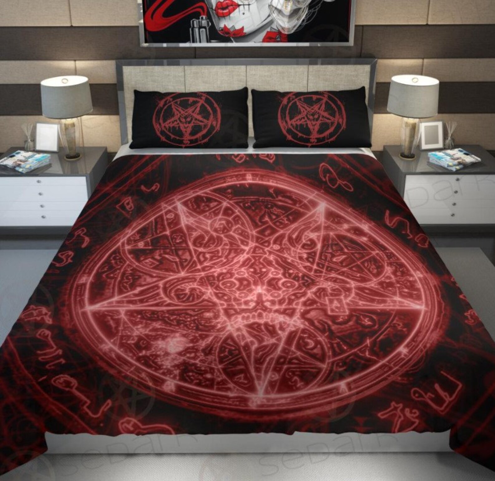 Blood Satanic Pentagram Bed Set Soft Comfortable Bedding | Etsy