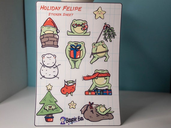 Felipe the Frog Christmas Sticker Sheet Holiday Cute - Etsy
