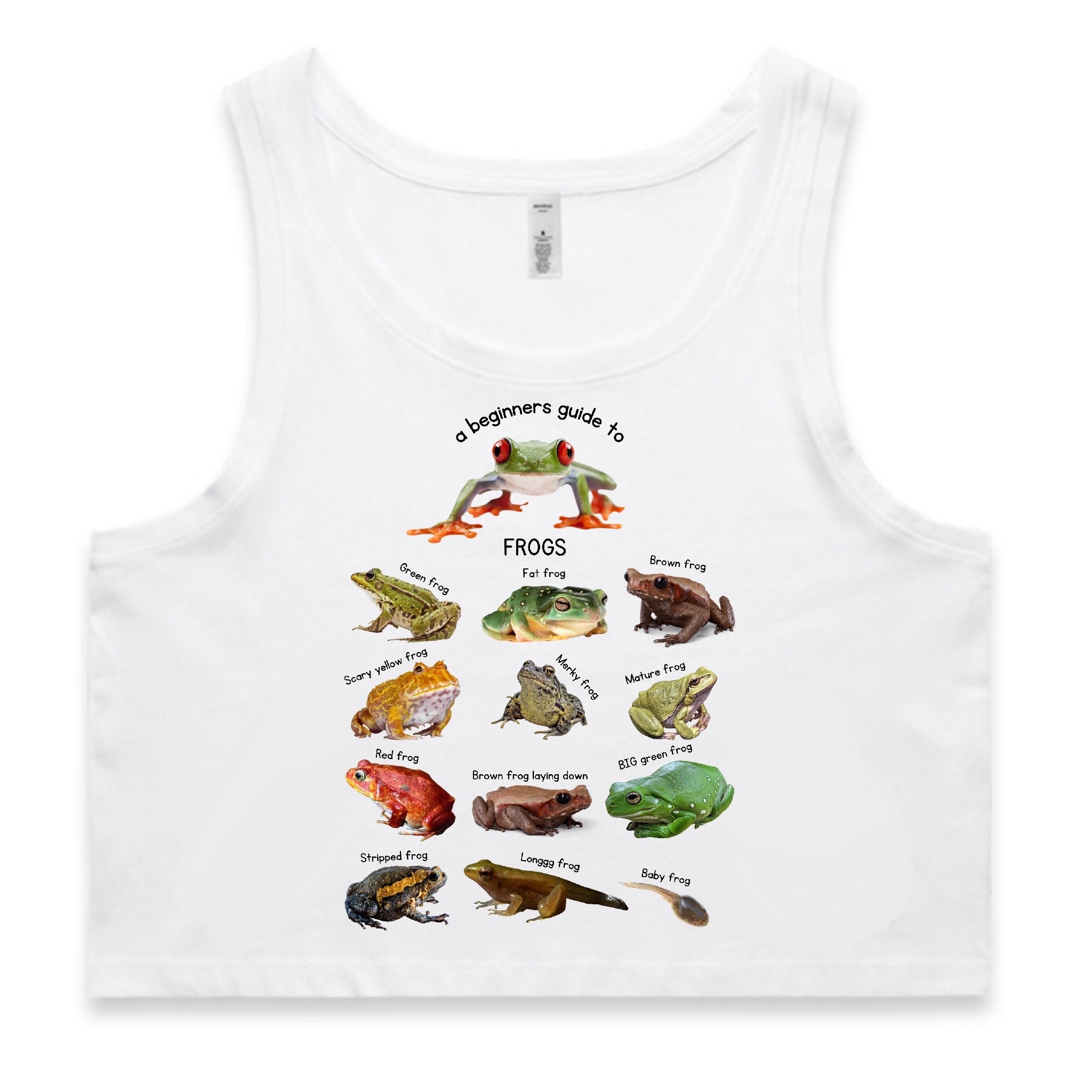 A Beginners Guide to Frogs, Funny Joke, Screen Printed Cropped Tank Top ...