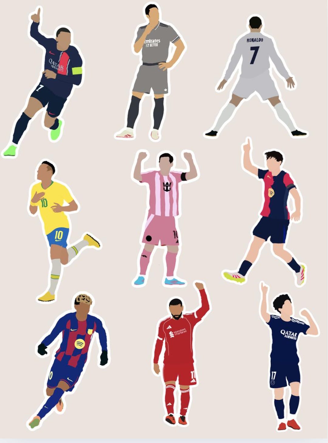 Soccer Stars Sticker Set (futbol Stickers) - Etsy