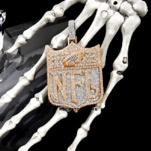 Customised 10k Gold Plated NFL 925 Sterling Silver Made to Order Hiphop ...