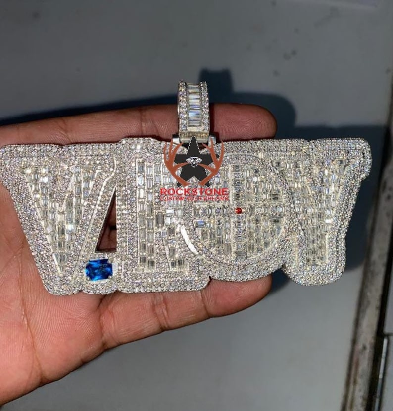 Most Famiced V.roy Baguette Diamond Pendant Custom Letter Sterling ...