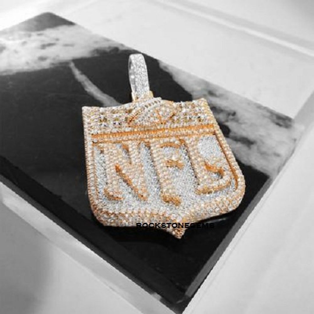Customised 10k Gold Plated NFL 925 Sterling Silver Made to Order Hiphop ...