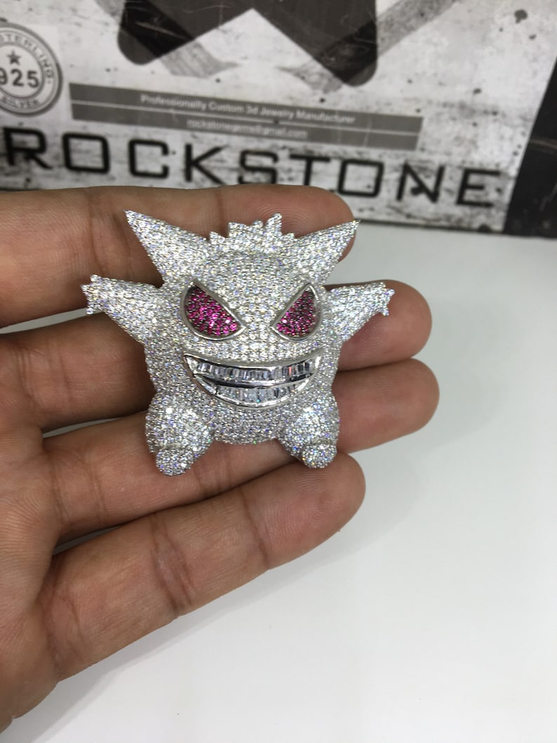 Gengar Cartoon Pendant 925 Sterling Silver Hiphop Iced Cz Diamond ...