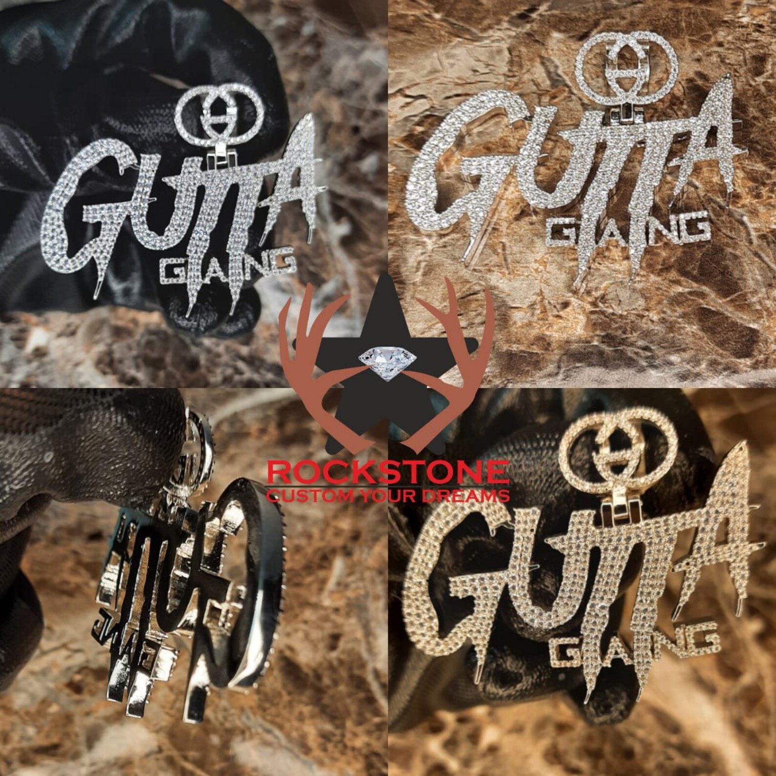 Custom Gutta Gang Gold Over 925 Sterling Silver Made to Order Hiphop ...