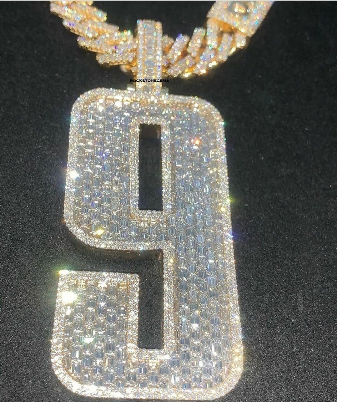 Lucky Number 9 Flooded Baguettes 925 Sterling Silver Made to Order ...