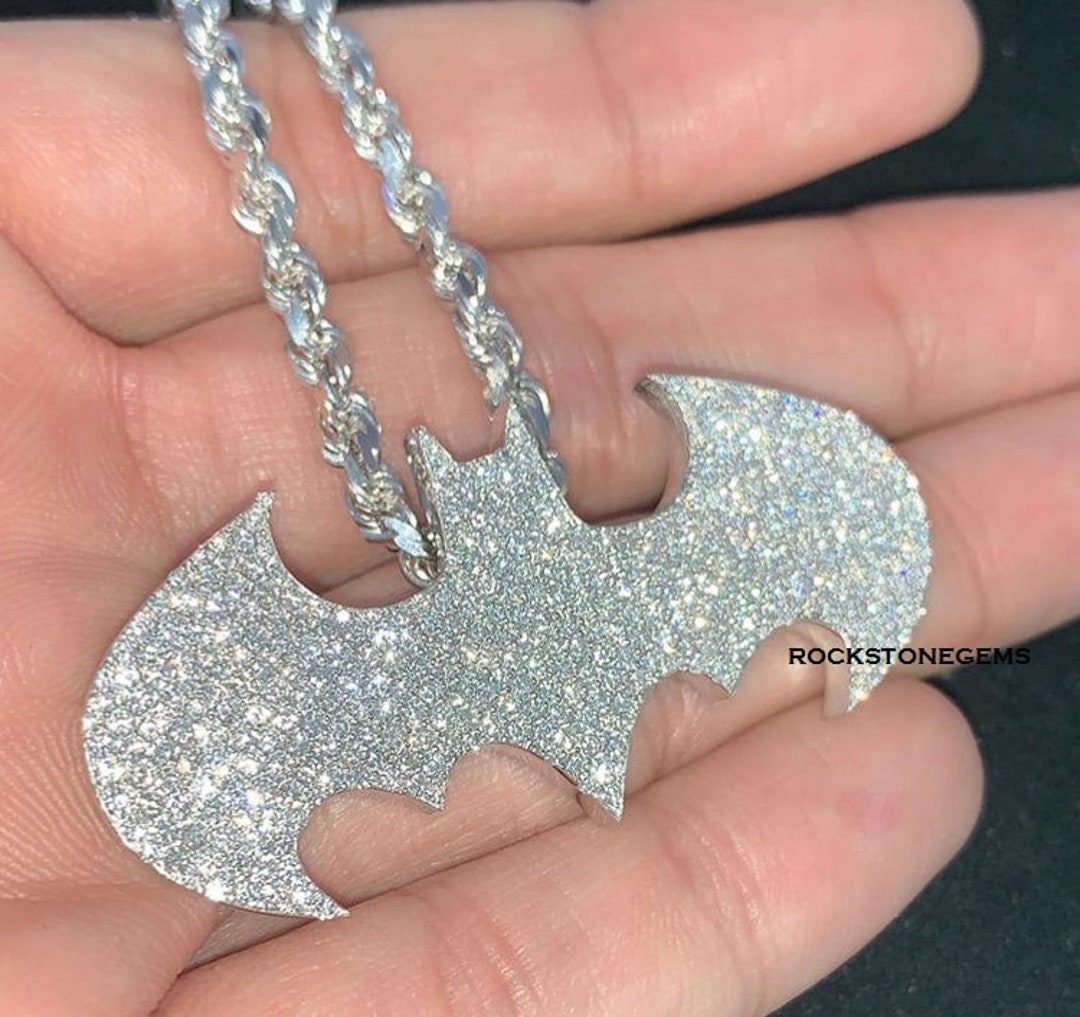 Iced Out Batman Diamond Pendant 925 Sterling Silver Made to Order ...