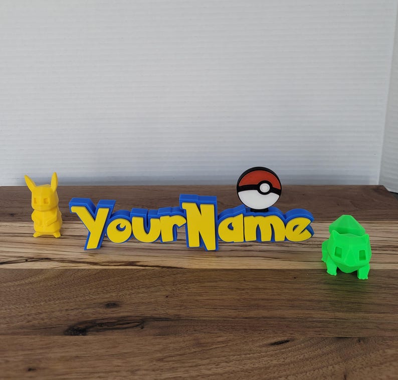 Pokémon-inspired Custom 3D Printed Name Plaque – Personalized Decor for ...