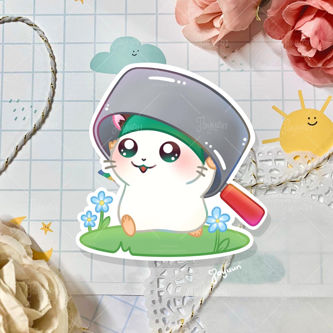 Cappy Sticker | Cute Retro Cartoon Hamster Decal | Glossy Vinyl Diecut ...