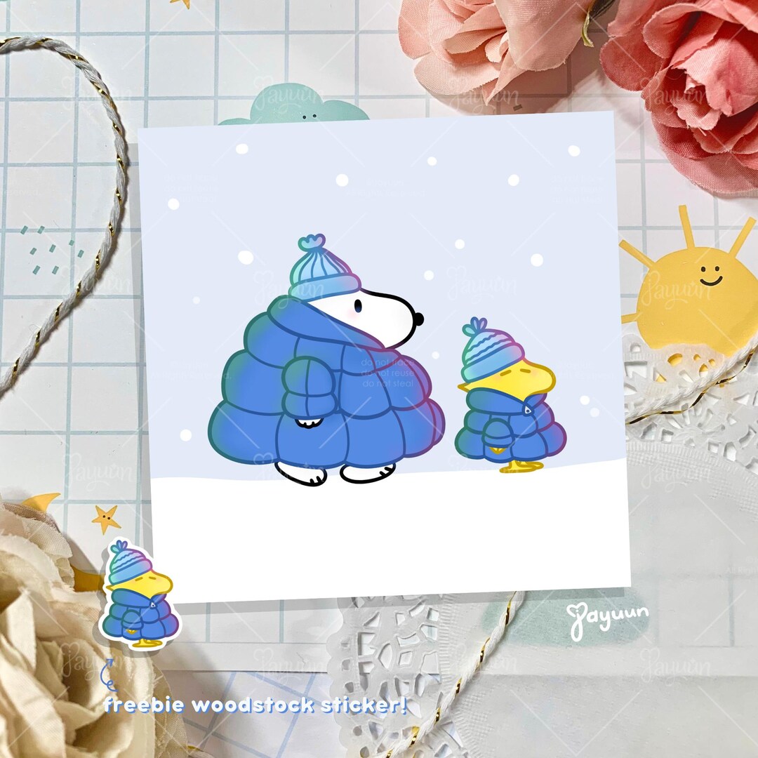 Cartoon White Beagle Puffer Jacket Art Print | Cute Christmas Dog ...